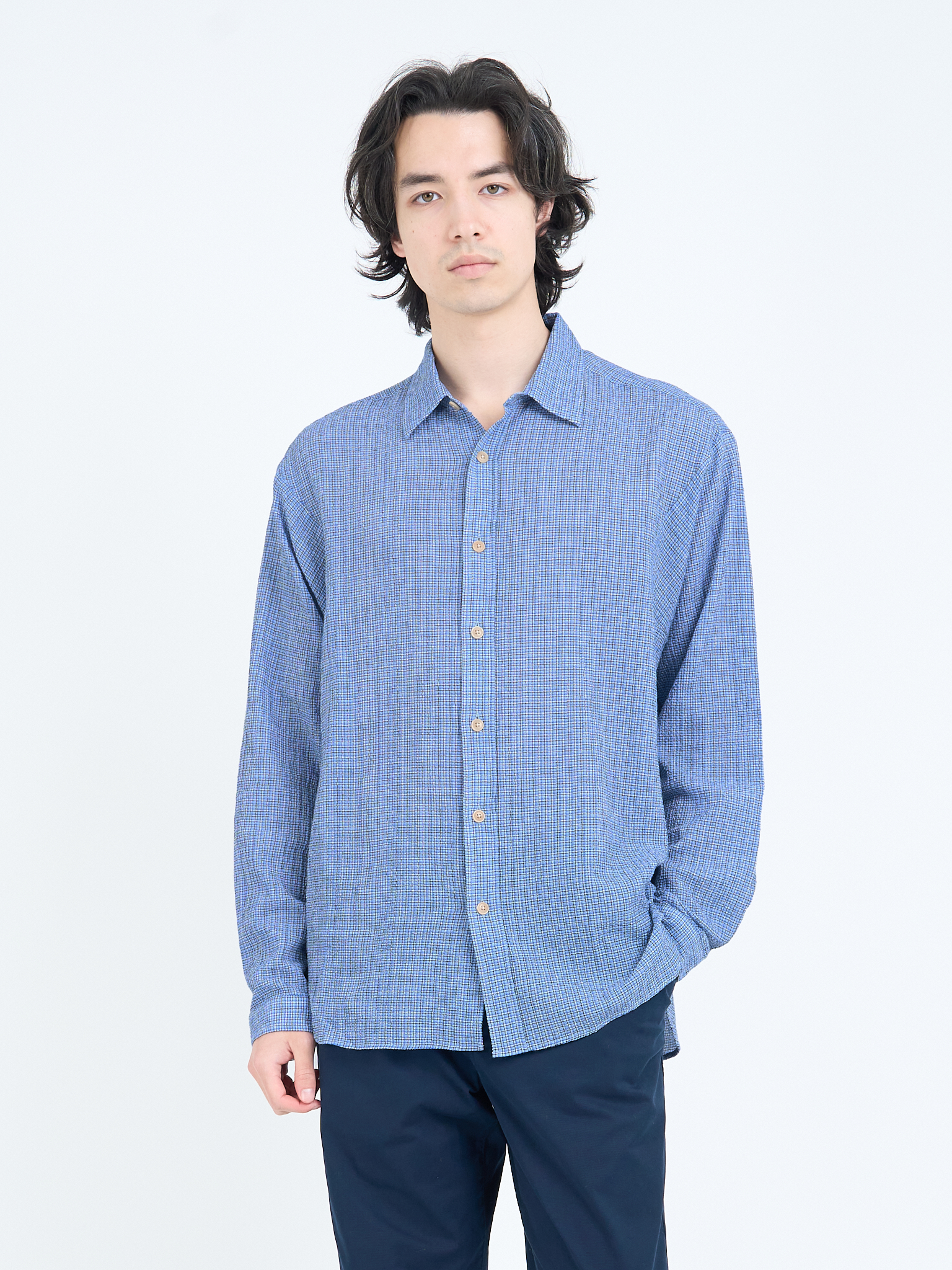 Garrison Long Sleeve Shirt (Loose Fit) Byrne Blue – Oliver Spencer